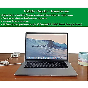 USB C to Magnetic 2 T Tip Adapter Charging Cable for MacBook Air Pro Charger 85w, USB-C to Magnetic T-Head 5 Pin Charge Cord for MacBook 11inch 13inch After 2012, Fit for 60w 45w