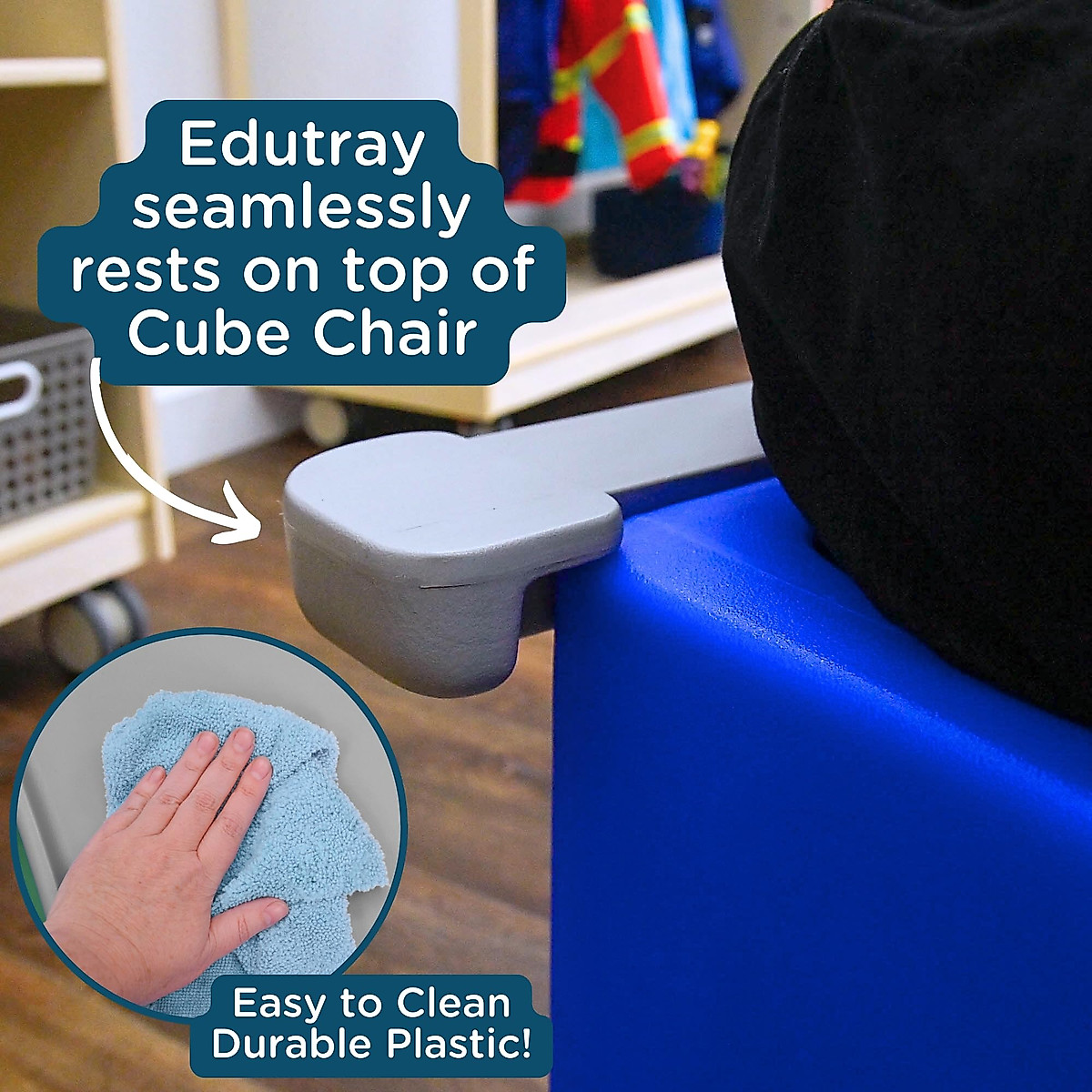 Children's Factory Edutray Kids Desk | Converts Cube Chair to Childrens Desk | Space-Saving Toddlers Desk Chair Converter | Homeschool & Classroom Study Desk for Kids | Gray