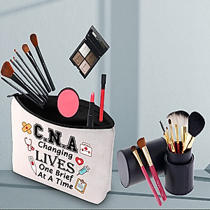 PWHAOO CNA Appreciation Gift CNA Graduation Gift CNA Changing Lives One Brief At A Time Makeup Bag (CNA Changing Lives B)