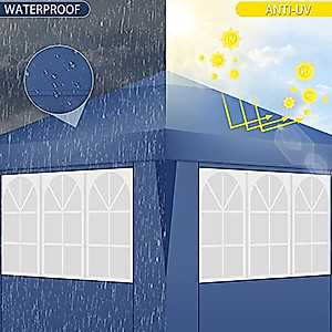 COBIZI Pop up Canopy Tent 10x20 Commercial Canopy Waterproof 10x20 Outdoor Gazebo Beach Camping Canopy with 6 Sidewalls Tent for Party with Carry Bag (Blue, 10'x20' with 6 Sides)