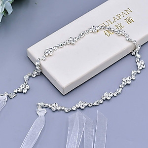 ULAPAN Rhinestone Bridal Belt Thin Silver Wedding Belt bridesmaid belts for Dresses Belts for Women Wedding(S305)