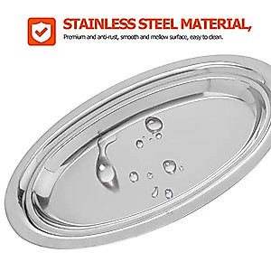 FRCOLOR Stainless Steel Oval Platter 26CM Fish Plate Appetizer Dish Snack Plate Kids Carvery Plate Serving Tray for Steaming Fish Dessert Meat Sushi Silver