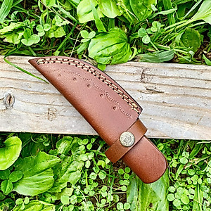 7" long custom handmade leather sheath fits up to 4"—4.5" cutting blade knife