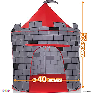Play22 Kids Play Tent Knight Castle - Portable Pop Up Tent - Foldable into Carrying Bag - Childrens Play for Indoor & Outdoor Use - Playhouse for Boys & Girls