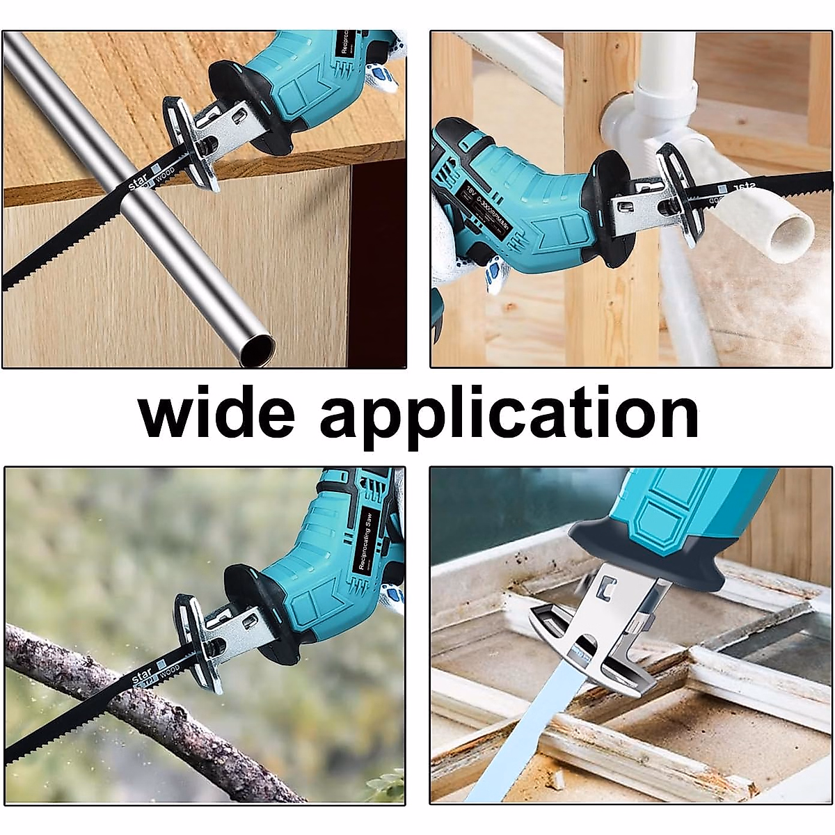Cordless Power Reciprocating Saws Tool 0-3000 RPM for Makita 18V LXT BL1850B Battery Compact One-Handed Recipro Saw for Wood/Metal/PVC Cutting（No Battery）