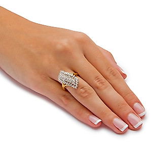 PalmBeach Yellow Gold-plated Sterling Silver Round Genuine Diamond Cluster Ring (1/7 cttw, I Color, I3 Clarity) Sizes 5-10 Size 7