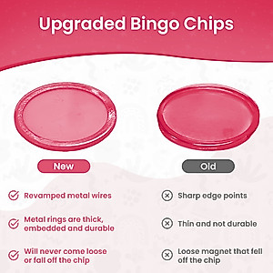 MR CHIPS Made in USA Upgraded Bingo Magnetic Wand & 200 Pieces ¾ Inch Pink Plastic Chips with Metal Rings - Support American Job