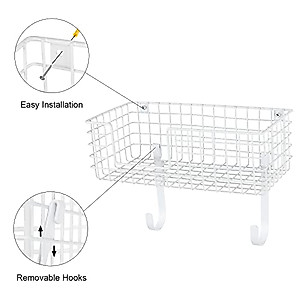 YBING Ironing Board Holder White Set of 2, Metal Iron Holder Wall Mount with Removable Hooks, Laundry Room Organizer with Ironing Board for Bathroom, Bedroom,Office