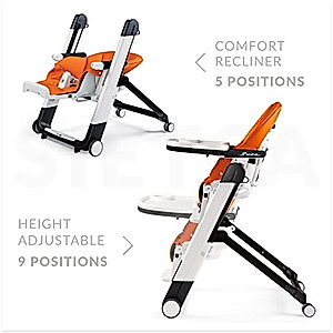 Peg Perego Siesta – Multifunctional Compact Folding High Chair – From Birth to Toddler – Recliner and High Chair – Made in Italy – Ice (Grey)