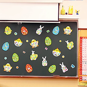 chiazllta 36Packs Easter DIY Craft Kit Stickers Set for Kids Eggs Bunny Chicks Easter Paper Craft Kit for Home Preschool Classroom Game Activities