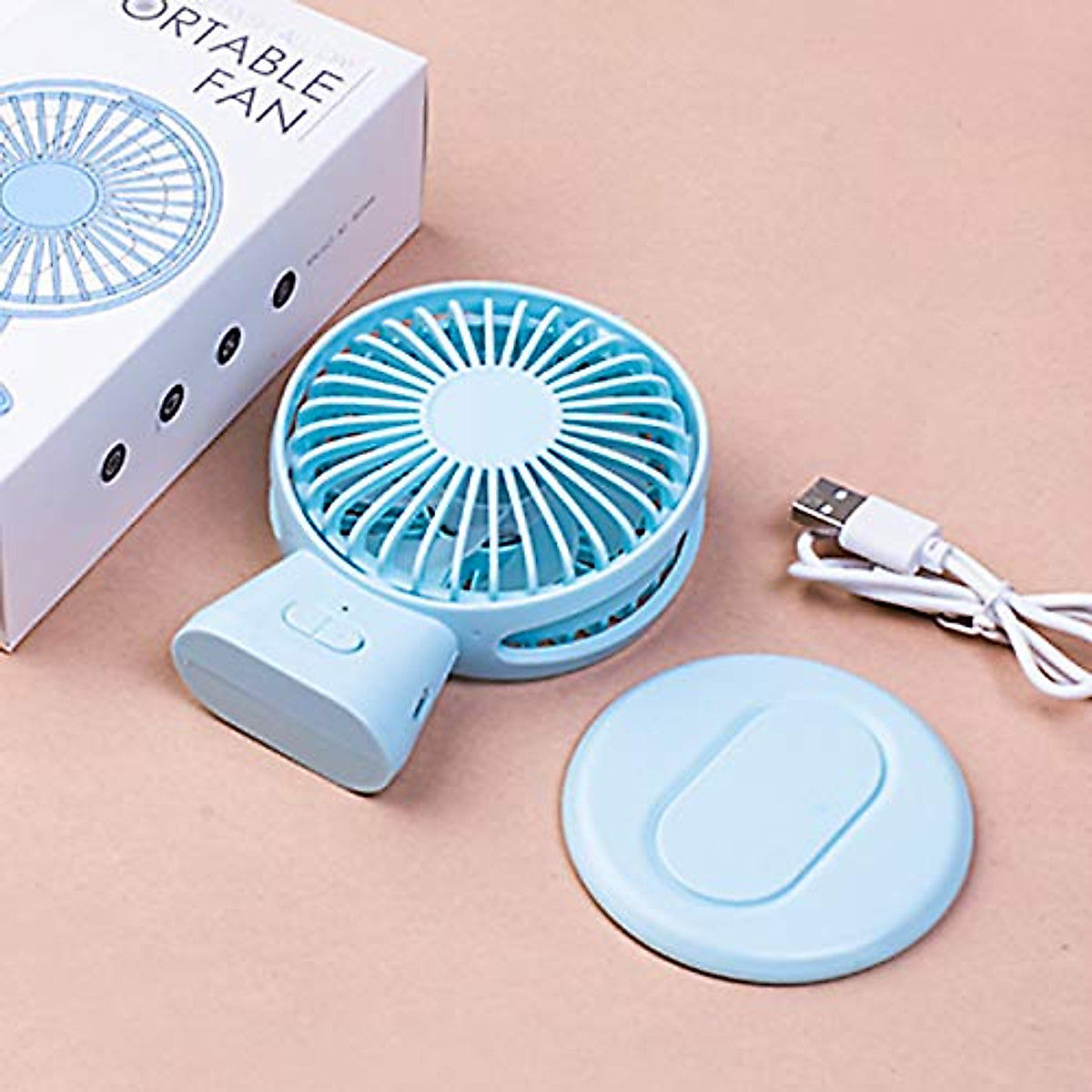 qiguch66 Mini Fan for Desk,USB Desk Fan,Small Personal Fan,Desktop Fan Adjustable Angle USB Powered ABS 3 Speed Cooling Table Fan for Office - Pink