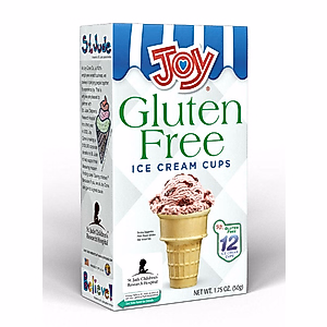 moofin Joy Gluten Free Ice Cream Cups Cones 1.75 Oz (Pack of 2, 12/pack), Joy Cake Cones - Bigger than Joy mini Ice Cream cones for kids, cake pops - Ice Cream Cups Golden Stainless Steel Spoon