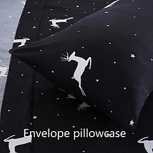 Bed Sheet Set - 3 Piece Twin Size - Reindeers/Stars Printed Christmas Decor - Soft Durable Microfiber Bedding Sheet Set,Deep Pocket,Stain,Fade & Wrinkle Resistant