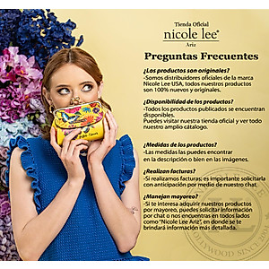 Nicole Lee Dreaming Together Handbag, Small Vegan Leather Bag with Crossbody Strap, Mother Daughter Fashion Print, Blue/Pink