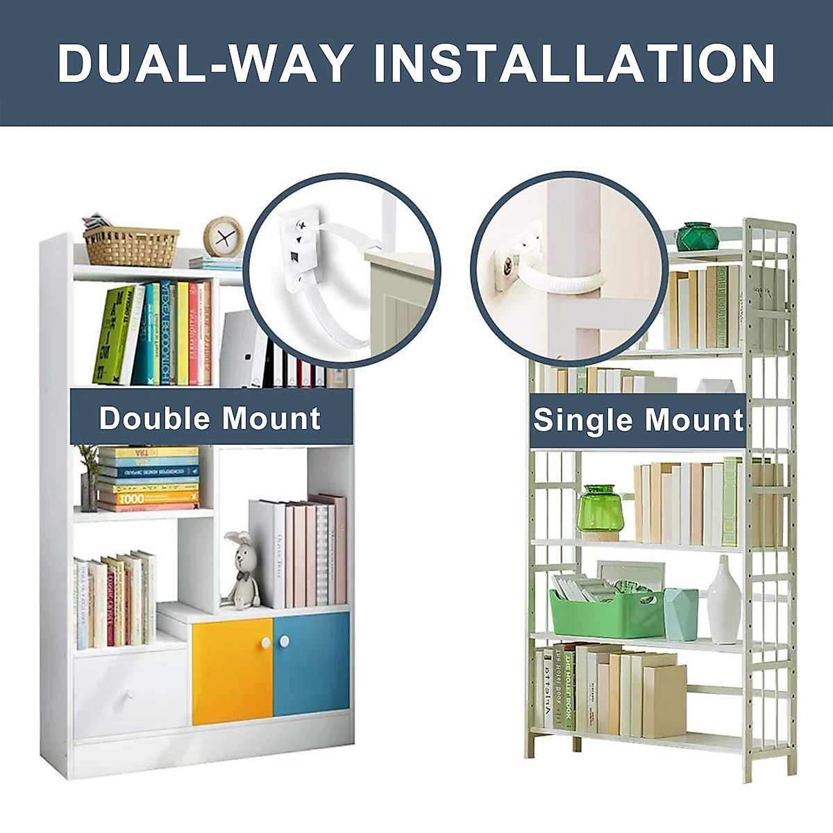 Matenf 10 Pack Furniture Anchors for Baby Proofing, Anti-Tip Wall Anchors Straps for Furniture Protect Toddler Children and Pet from Falling Furniture Cabinet Bookshelf Dresser, Earthquake Proof