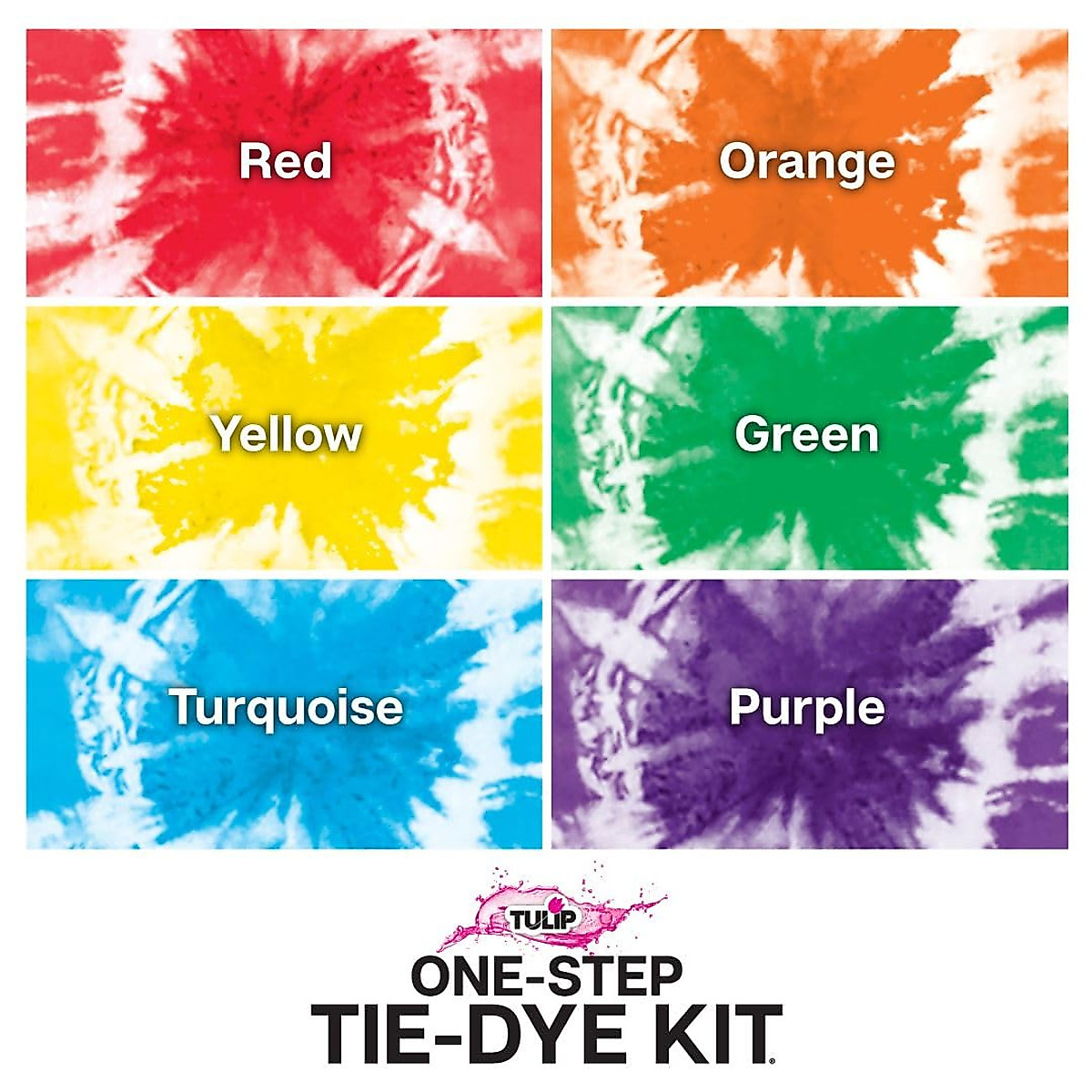 Tulip One-Step Tie-Dye Kit Extra Large Block Party 16 oz Easy Squeeze Bottles, All-in-1 Kit for Group Activity Tie-Dye, 6, Vibrant Colors