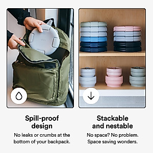 STOJO Collapsible Bowl - Translucent Eucalyptus, 36oz - Reusable Silicone Bowl for Hot and Cold Food - Perfect for Travel, Meal Prep, To-Go Lunch, Camping & Hiking - Microwave & Dishwasher Safe