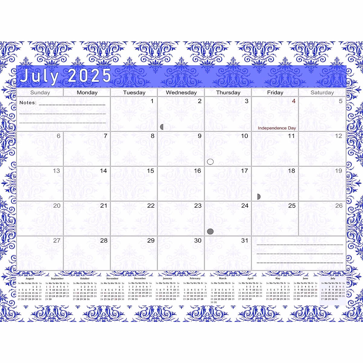 2024-2025 Academic Year 12 Months Student Calendar/Planner for 3-Ring Binder, Desk or Wall (Edition #018)