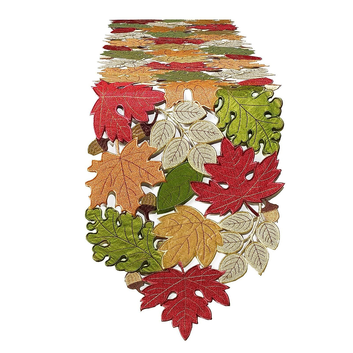 KEVA Fall Table Runner 72inches Long, Autumn Maple Leaves Table Runner 13x72 inch for Thanksgiving Kitchen and Table Decoration, Harvest Fall Farmhouse Rustic Embroidered Thanksgiving Table Runner