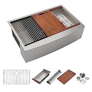 30 Farmhouse Sink Workstation - Mocoloo 30x22 Inch Farm Sink Apron Front Ledge Workstation Stainless Steel 16 Gauge Single Bowl Deep Kitchen Sinks