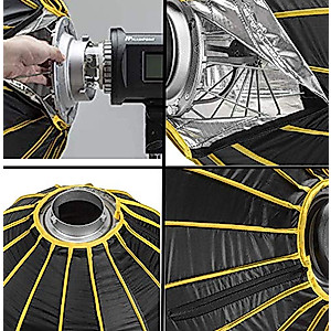 Glow EZ Lock 38" Deep Parabolic Quick Softbox, 16-Sided Parabolic Softbox Opens Up and Closes Down 'Umbrella' Style, this Bowens Mount Softbox with Quick Speedring Swap is an Ideal Speedlight Soft box