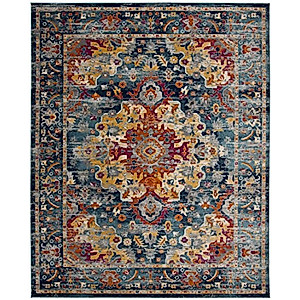SAFAVIEH Madison Collection 6' x 9' Teal / Fuchsia MAD154L Boho Chic Medallion Non-Shedding Living Room Bedroom Dining Home Office Area Rug