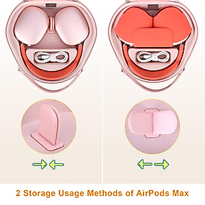 Elonbo Hard Carrying Case for Apple AirPods Max Wireless Over-Ear Headphones, New AirPods Max Bluetooth Headphones Travel Protective Cover Earphone Protector Storage Bag, Extra Space fits Charger.Pink