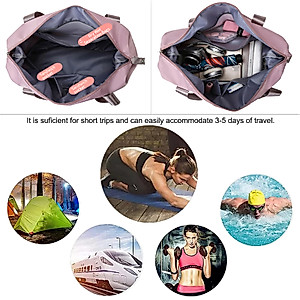 Large Capacity Folding Travel Bag, Lightweight Waterproof Luggage Bag, Expandable Travel Duffel Bag, Dry Wet Separated Gym Tote Bag, Weekender Overnight Bag for Women and Man (Pink)