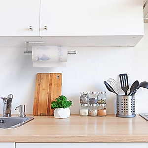 Paper Towel Holder Under Cabinet ,Kitchen Wall Mount Stainless Steel Paper Towel Holder, Self-Adhesive or Screw Mount, for Kitchen and Bathroom.Black 2pack