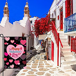 Valentines Day Garden Flag Outdoor Small Valentine Flag 12x18 Double Sided Burlap House Yard Valentines Flag for Outside Love Heart Valentines Day Decor Decorations