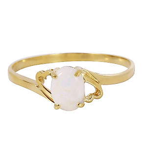 Galaxy Gold GG Size 7.0 14K Solid Yellow Gold Ring With Oval Shape Natural Opal GRADE AAA