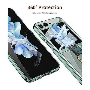 SHIEID Samsung Z Flip 5 Case with Ring, Galaxy Z Flip 5 Case with Screen Protector Electroplating Border Design Protective Cover for Samsung Galaxy Z Flip 5, Mist Gold