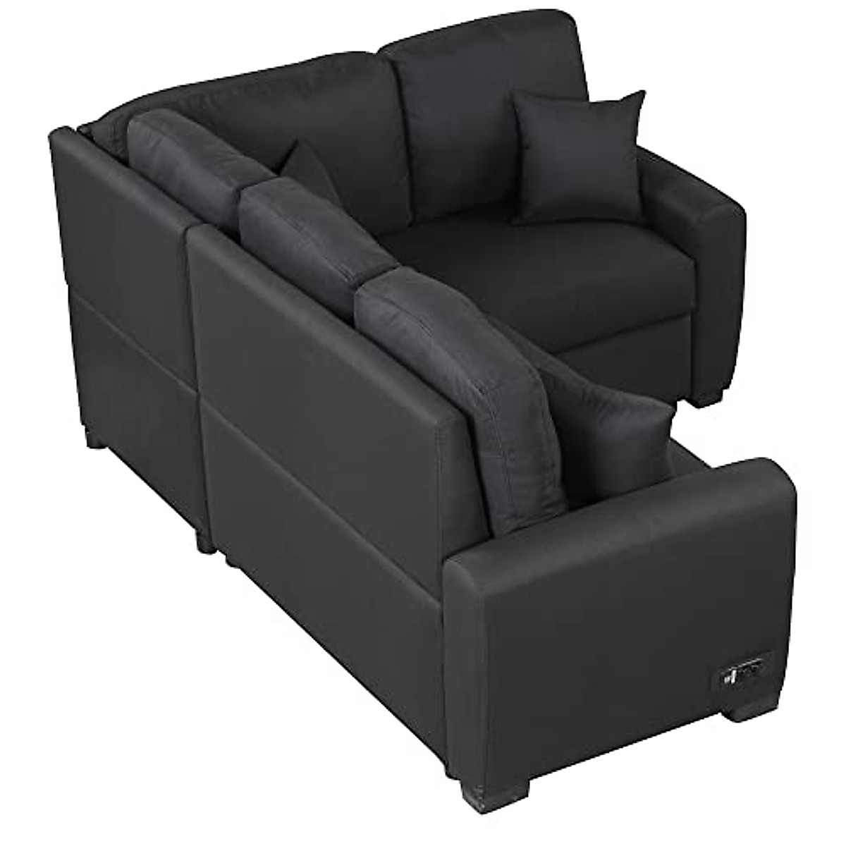 3 in 1 Convertible Sectional Sofa with Pull Out Bed , 87.4" L Shaped Corner Couch with USB Charging Ports & Plug Outlet , Breathable Linen Fabric Conversion Sofabed for Living Room Office Furniture