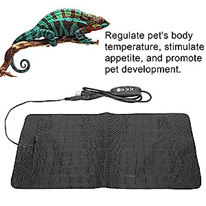 Pssopp USB Reptile Anti‑Scratch Heating Pad Reptile Heat Pad Temperature Adjustable Under Tank Warmer Heating Mat for Small Animals(L)