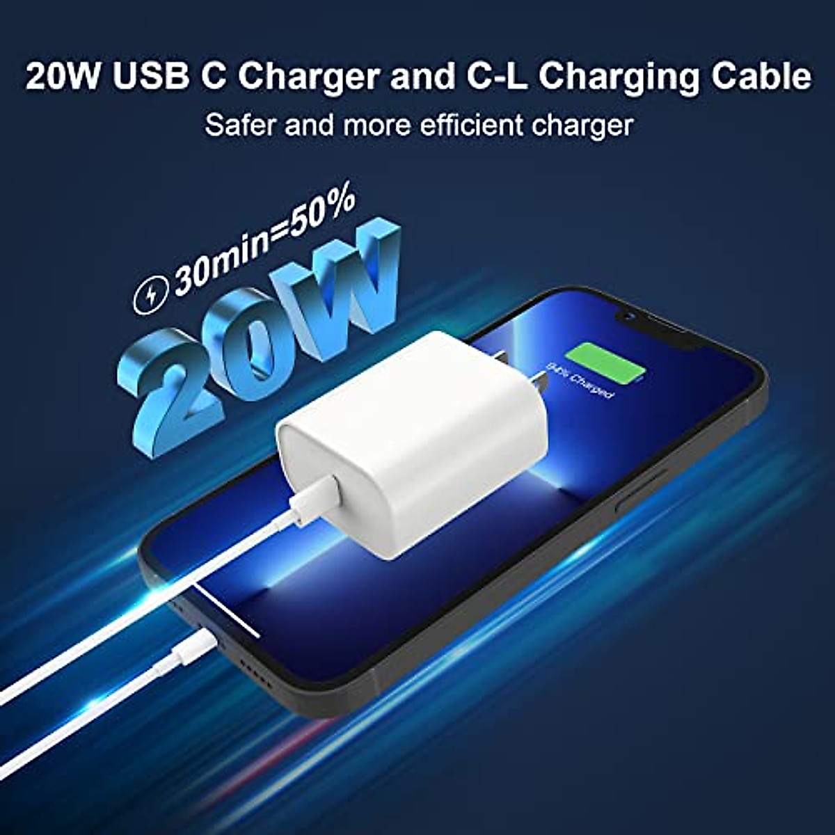 Lazerbuilt 10 FT iPhone 14 13 Charger Fast Charging, 3 Pack PD 20W USB C Fast Wall Charger Block with 3 Pack 10FT Long Type C to Lightning Cable Compatible for iPhone 14 13 12 11 Pro Max XS XR X 8