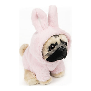 GUND Doug The Pug Fuzzy Pink Bunny Hoodie Doug Plush Stuffed Animal, Pink, 9”