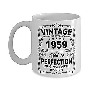 Tesy Home 64th Birthday White Mugs For Him Her Men Women |Gifts For 64 Years Old Bday Party For Boys Girls Couple | 1959 Funny 11oz Coffee Cup Presents For Husband Wife | 1959 Vintage Mug