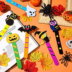 24 Pcs Halloween Bookmark Crafts for Kids Bulk Craft Kit Halloween Bookmarks Pumpkin Witch Owl Bat Ghost Cat for Boys Girls Classroom Rewards Holiday Halloween Party Supplies Trick or Treat Prizes