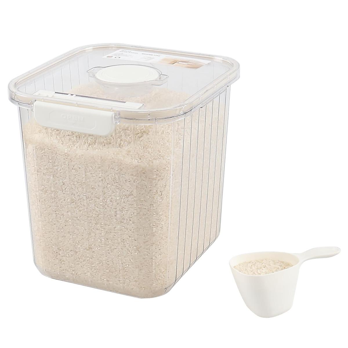 Afromy Large Plastic Food Storage Container Bin for Flour, Sugar, Baking Supplies, Airtight Rice Container, Dry Food Holder Canister Containers, Clear