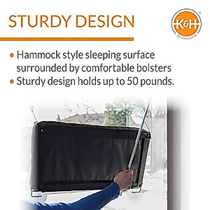 K&H PET PRODUCTS EZ Mount Kitty Sill Deluxe with Bolster Window Sill Cat Bed, Cat Window Hammock, Sturdy Cat Window Perch, Cat Window Bed Cat Furniture, Cat Hammock for Window Cat Perch - Chocolate