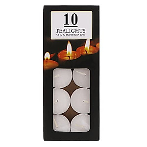 10pcs Tea Lights Candles Unscented Tealight Candles Long Lasting Tea Candles Smokeless Dripless Small Votive Mini Candles Mess Free Candles for Home Decorative, Shabbat, 4.5 Hours, White