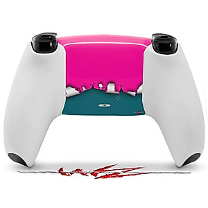 WraptorSkinz Skin Wrap compatible with Sony PS5 DualSense Controller Ripped Colors Hot Pink Seafoam Green (CONTROLLER NOT INCLUDED)
