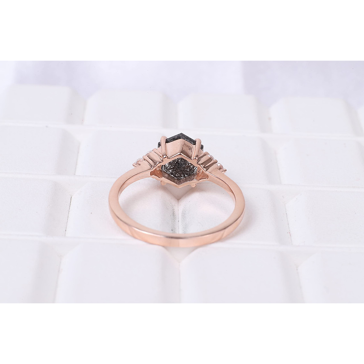 Natural Hexagon Rutile Ring Engagement Cluster Ring Women Wedding Jewelry Simple Quartz Ring Statement Gift For Women BY KANISHKA GEMS JEWELS