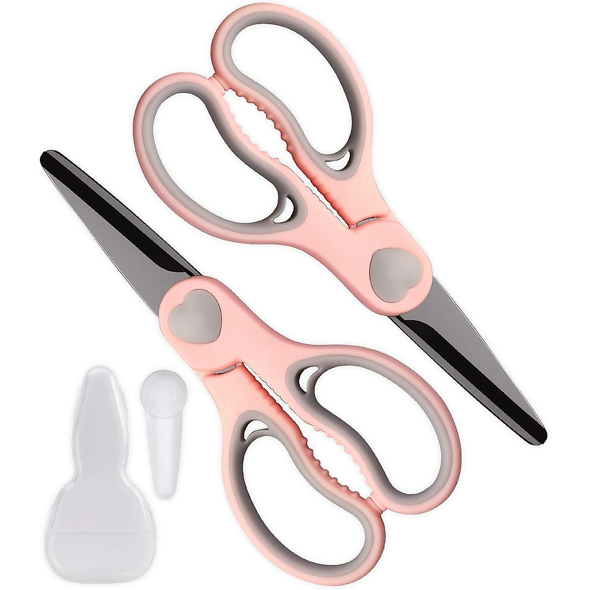 Ceramic Scissors for Baby Food by WELLSTAR, Black Blade Safety Healthy BPA Free Portable Toddler Shears with Protective Cover and Travel Case, 2 Pack