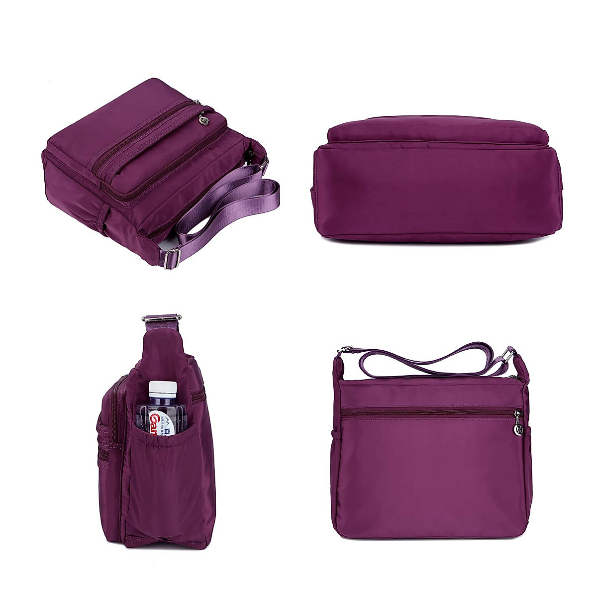 SYYHOME Crossbody Purses for women Multi-Pocket Nylon Shoulder Bags Lightweight Travel Purses Messenger Handbags (Large, Black)