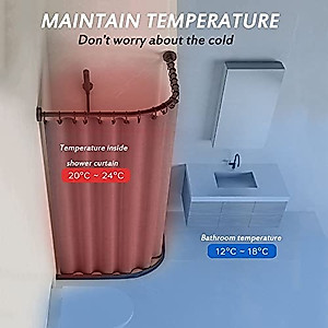 Shower Curtain Rail L Shaped Telescopic Shower Curtain Rods Waterproof Curtain Rustproof Metal Curved Bathroom Curtain Rail Rod (60x80cm-80x120cm)