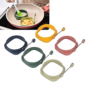 Handle Egg Frying Rings, Rotating Handle 5 PCS Dishwasher Safe Handle Omelette Rings Household Silicone