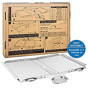 Copiu Grill Grease Tray with Catch Pan, 24"-30" Adjustable Grill Replacement Parts Stainless Steel Outdoor BBQ Drip Pan for Dyna Glo, Nexgrill, Expert Grill, Kenmore, BHG, Backyard, Uniflame and More