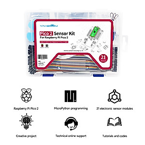 Yahboom Raspberry Pi Pico2 Sensor Kit, Compatible with Pico 2 Microcontroller Board, Based On Official RP2350 Chip, Dual-Core & Dual-Architecture Design, MicroPython Programming