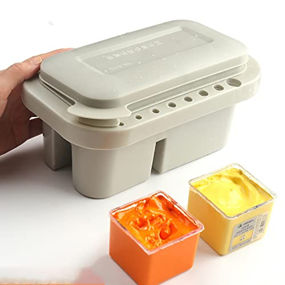 Artist Brush Basin Multifunction Paint Brush Tub with Brush Holder Suitable for Acrylic and Watercolor Painting （Large）